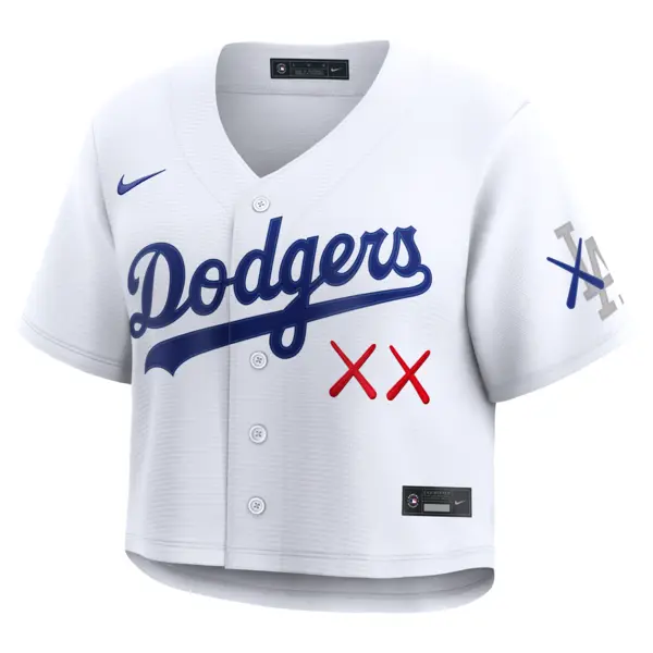 Nike Los Angeles Dodgers X Kaws Mlb Cropped Replica Jersey - White