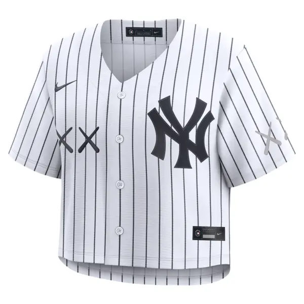 Nike New York Yankees X Kaws Mlb Cropped Replica Jersey - White