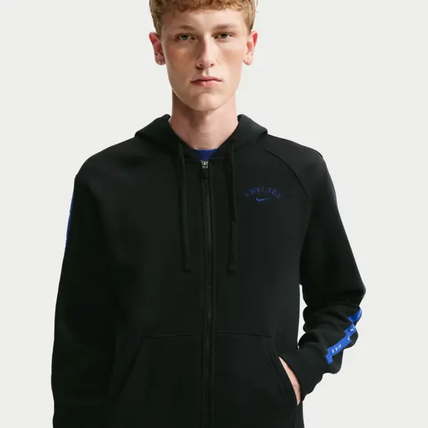 Nike Chelsea Fc Full-zip Fleece Hoodie - Black