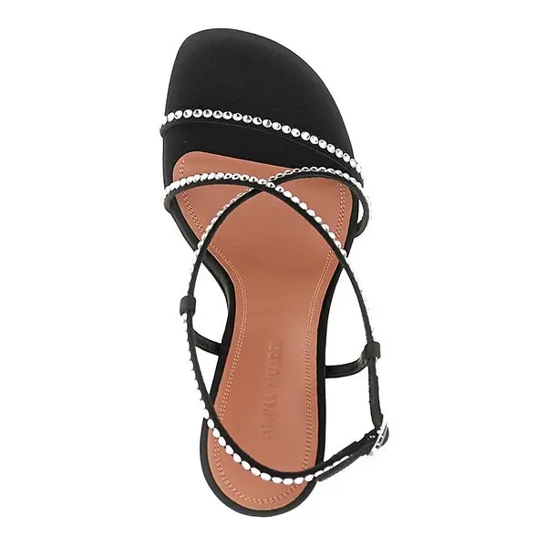 Amina Muaddi Sally' Crystal Embellished Satin Sandals