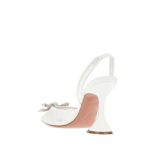 Amina Muaddi Rosie Lace Slingback Pumps With Crystal Buckle