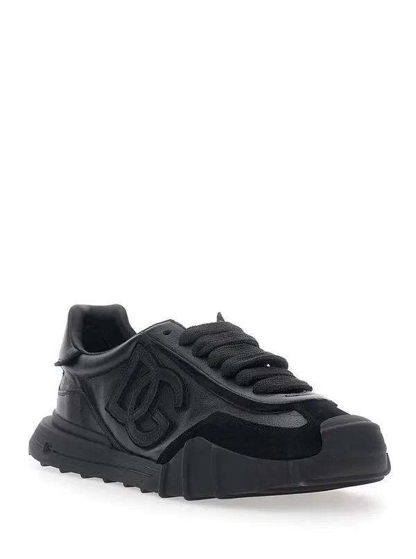 Dolce & Gabbana Leather Athletic Low Top Sneakers - Black