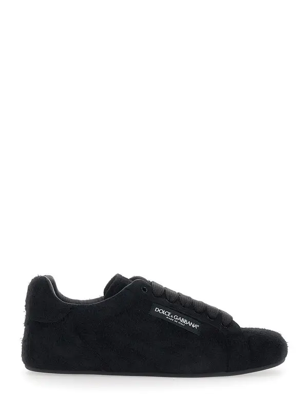 Dolce & Gabbana Suede 'portofino' Sneakers With Logo Detailing - Black