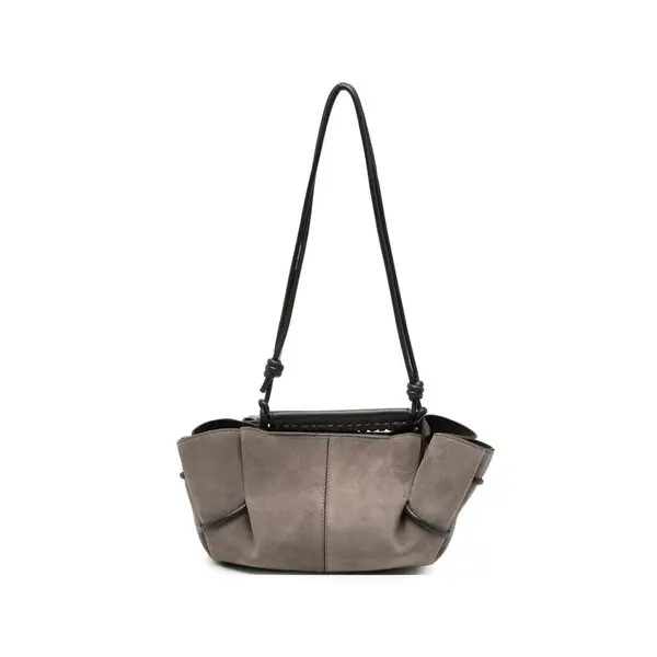 Hereu Suede Tote Bag With Pleated Detail - Gray
