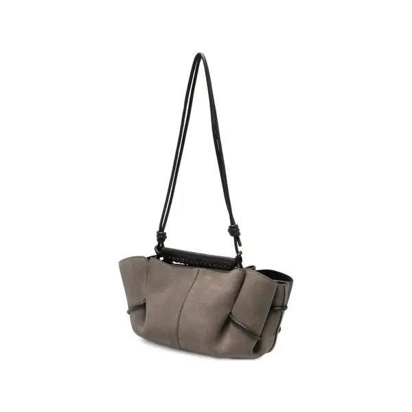 Hereu Suede Tote Bag With Pleated Detail - Gray