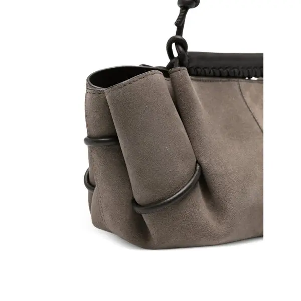Hereu Suede Tote Bag With Pleated Detail - Gray