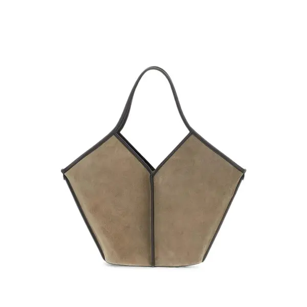 Hereu Geometric Top Handle Bag In Suede - Cream