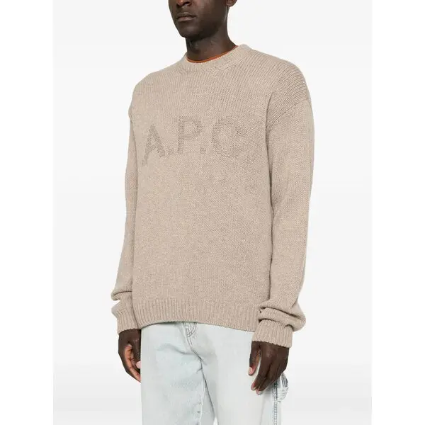 A.p.c. Beige Knitted Crew Neck Sweater - Cream