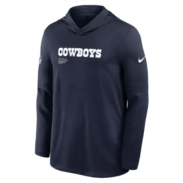 Nike Dallas Cowboys Pure Fury Sideline Dri-fit Nfl Long-sleeve Hooded Top - Blue