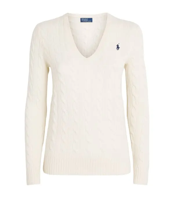 Polo Ralph Lauren Wool-cashmere Cable-knit V-neck Sweater