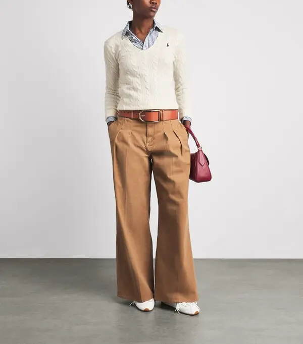 Polo Ralph Lauren Wool-cashmere Cable-knit V-neck Sweater