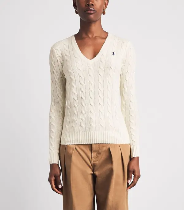 Polo Ralph Lauren Wool-cashmere Cable-knit V-neck Sweater