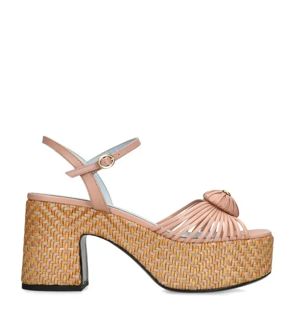 Valentino Garavani Leather Coeur Royal Platform Sandals 80 - Pink