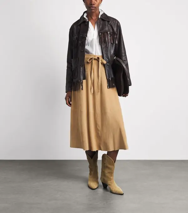 Polo Ralph Lauren Suede Midi Skirt