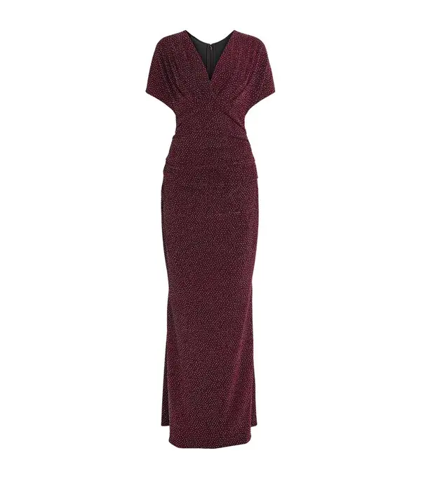 Talbot Runhof Rhinestone V-neck Gown - Pink