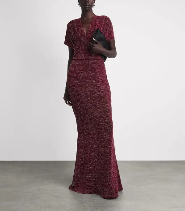 Talbot Runhof Rhinestone V-neck Gown