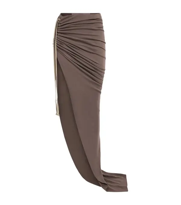 Rick Owens Cotton Edfu Gathered Maxi Skirt