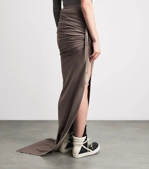 Rick Owens Cotton Edfu Gathered Maxi Skirt