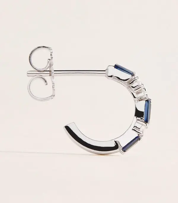 SUZANNE KALAN 18k Gold Sapphire And Diamond Hoop Earrings