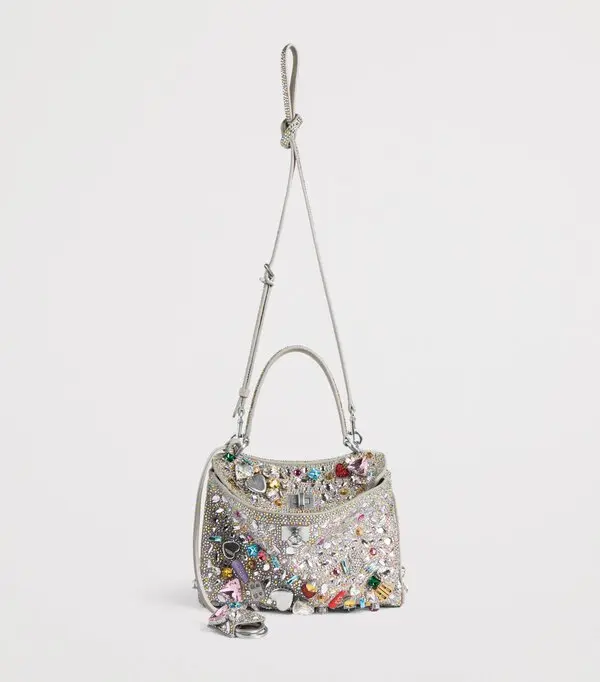 Balenciaga Mini Suede Embellished Rodeo Top-handle Bag