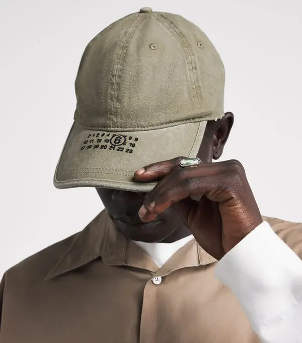 MAISON MARGIELA Cotton Baseball Cap With Numeric Grid Detailing