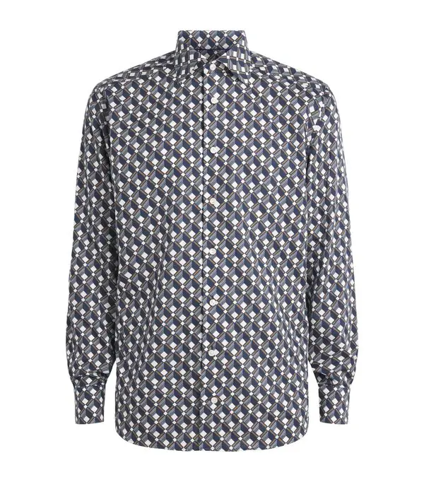 Eton Geometric Print Shirt - Navy