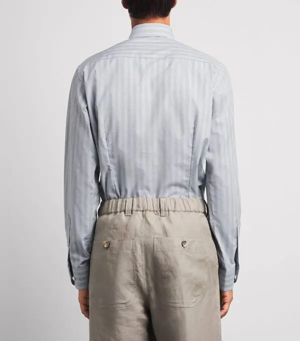 Eton Cotton Mélange Plaid Contemporary Fit Shirt - Grey