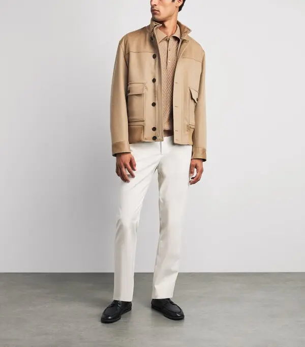 Eton Cotton Chevron-knit Polo Sweater