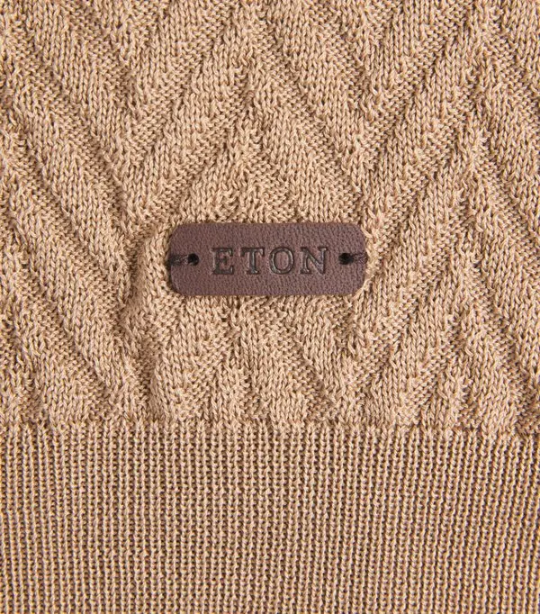 Eton Cotton Chevron-knit Polo Sweater