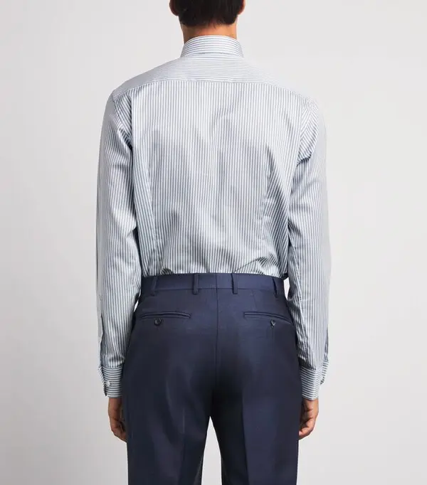 Eton Cotton Stripe Contemporary Fit Shirt - Green