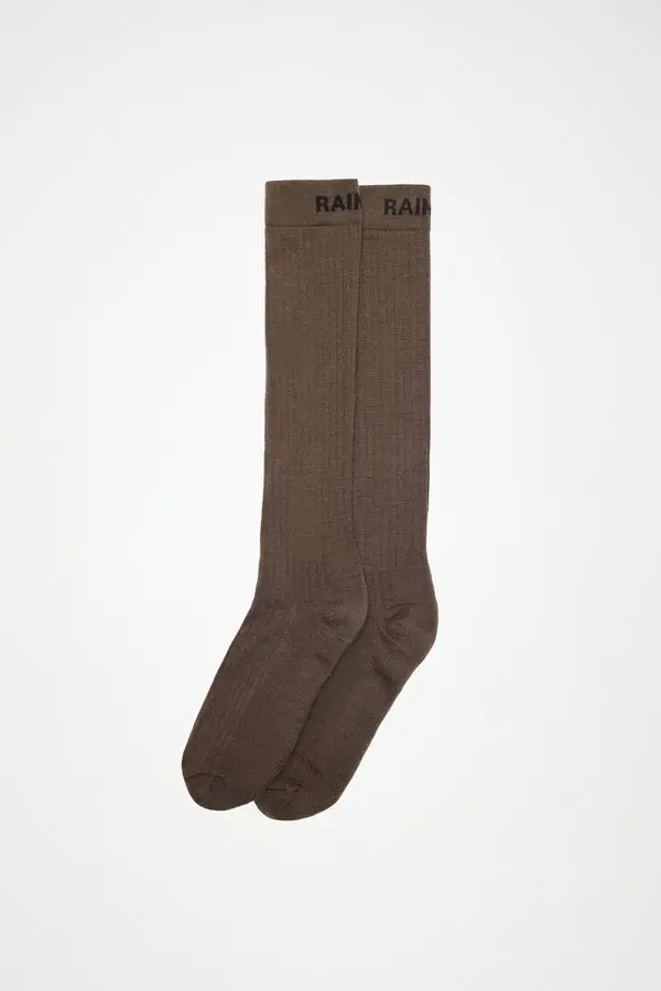 Rains Logo Knee High Socks - Bark