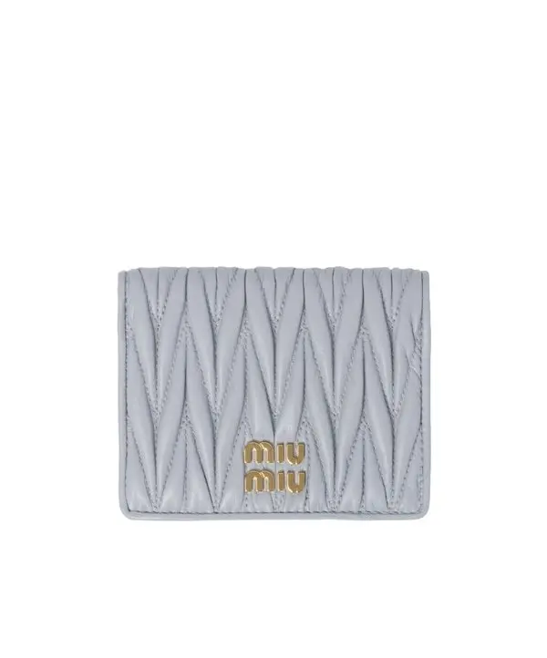 Miu Miu Small Matelassé Nappa Leather Wallet - Gray