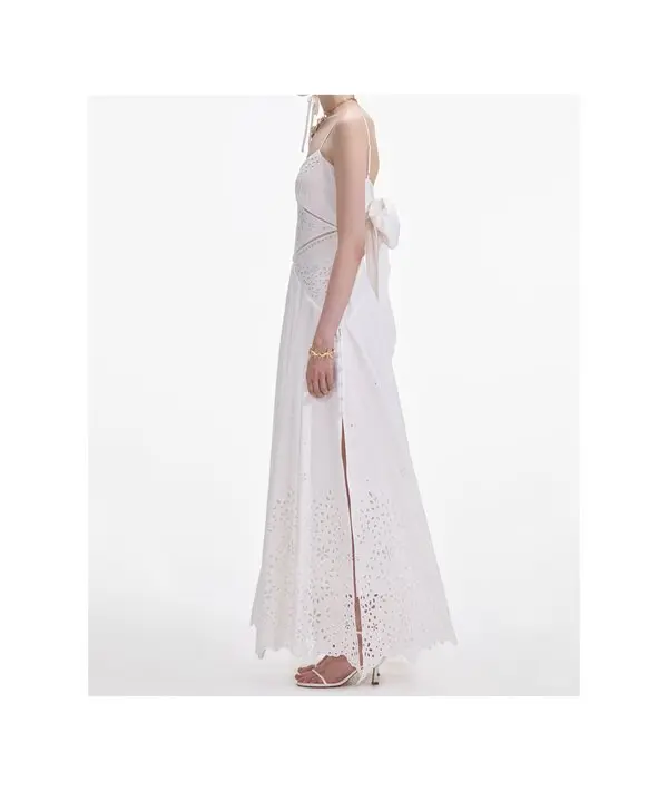 SELF-PORTRAIT Embroidered Maxi Dress With Bow Detail
