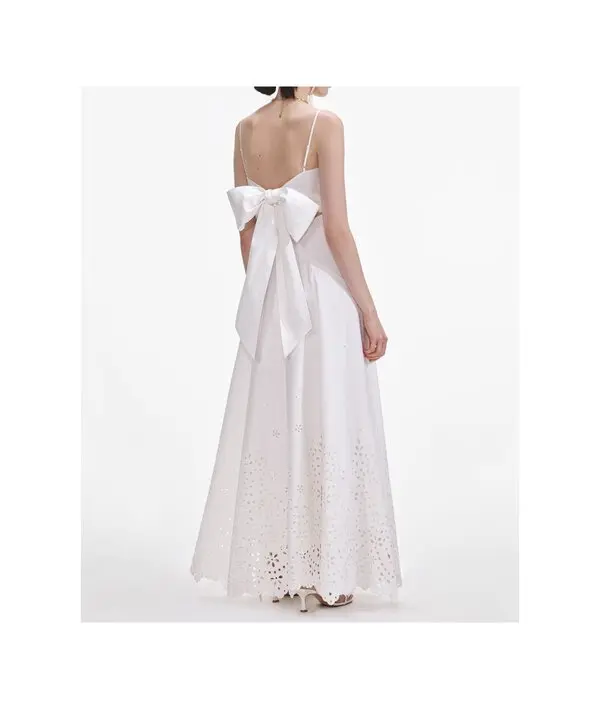 SELF-PORTRAIT Embroidered Maxi Dress With Bow Detail