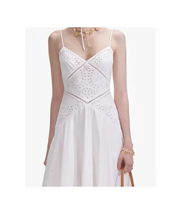 SELF-PORTRAIT Embroidered Maxi Dress With Bow Detail