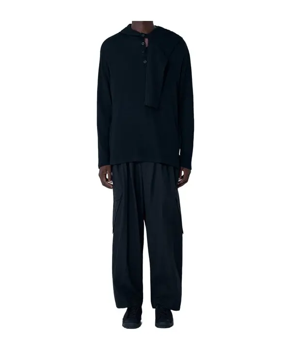 Yohji Yamamoto Hooded Sweater With Front Button Fastening