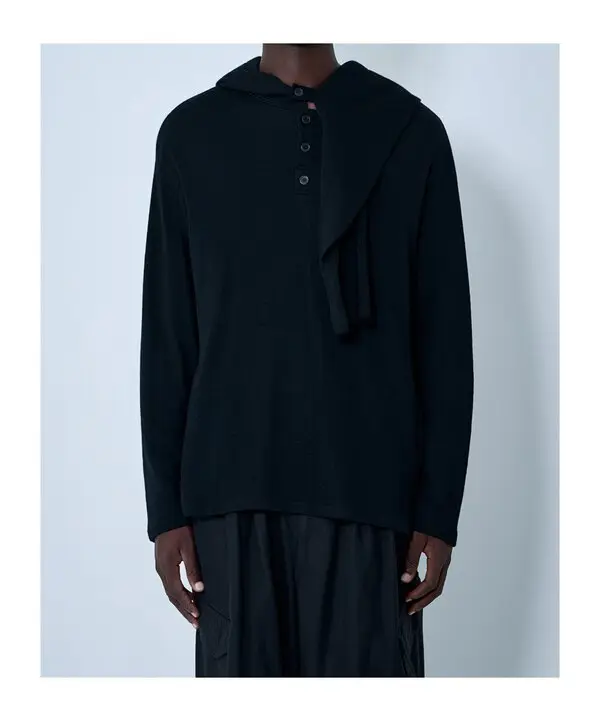 Yohji Yamamoto Hooded Sweater With Front Button Fastening