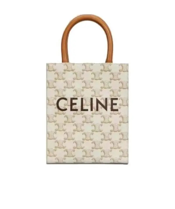 Celine Mini Vertical Cabas In Triomphe Canvas With Print