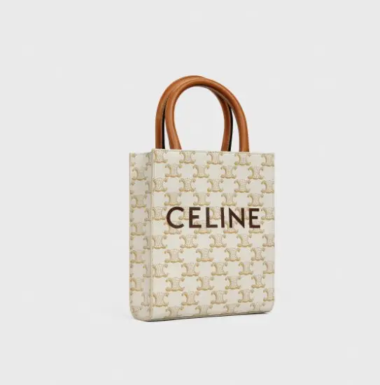 Celine Mini Vertical Cabas In Triomphe Canvas With Print