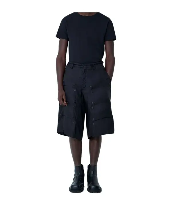 Yohji Yamamoto Padded Shorts With Silver-tone Hardware