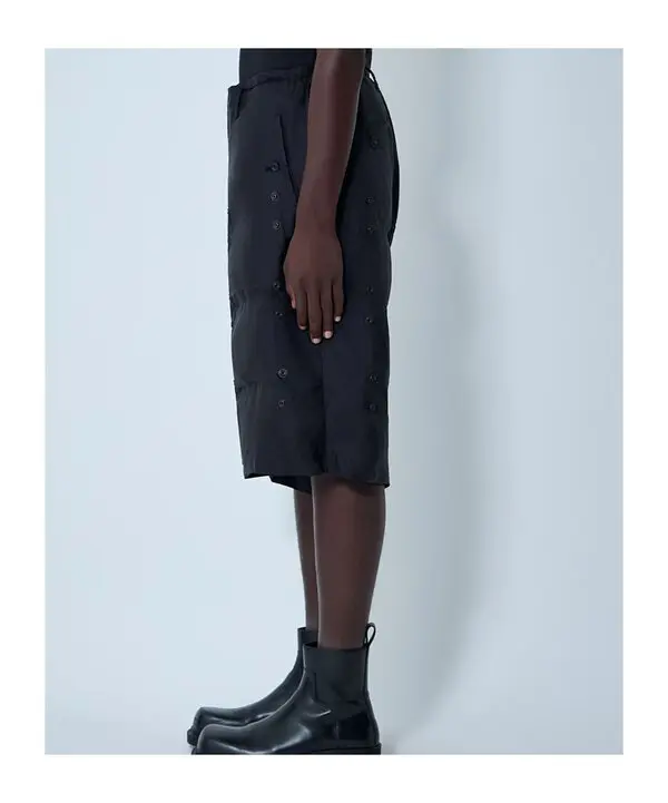 Yohji Yamamoto Padded Shorts With Silver-tone Hardware