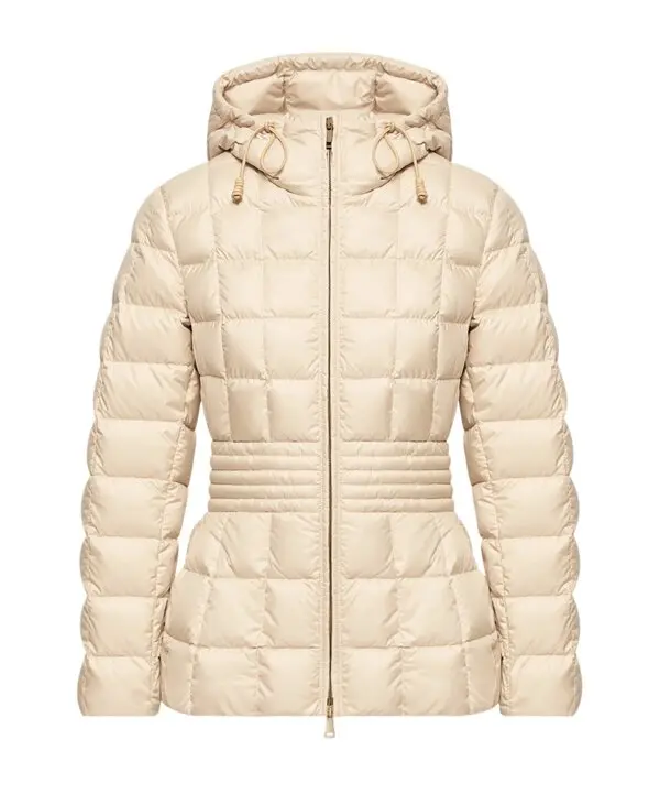 Moncler Engoulevent Square Quilted Hooded Short Down Jacket - Light Beige
