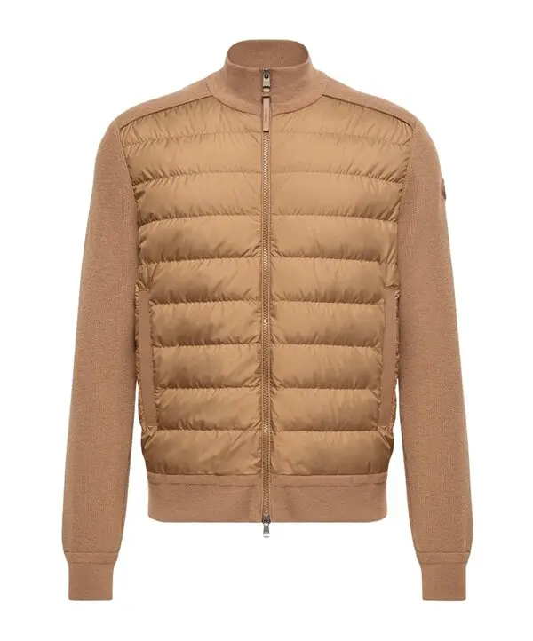Moncler Wool Cashmere Blend Padded Zip-up Cardigan