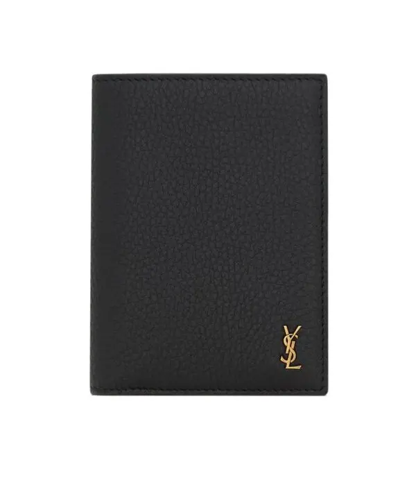 Saint Laurent Tiny Cassandre Credit Card Wallet - Black