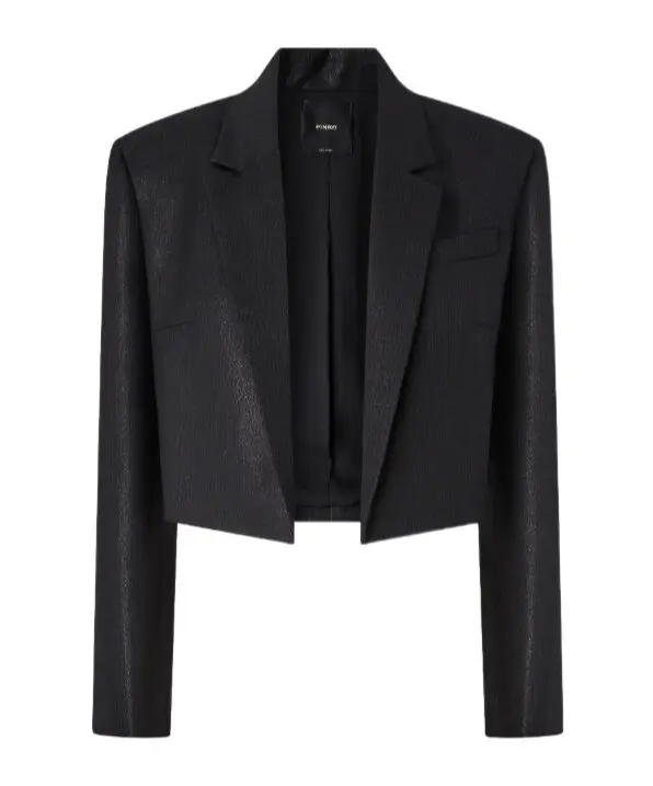 Pinko Shiny-effect Pinstriped Spencer Jacket