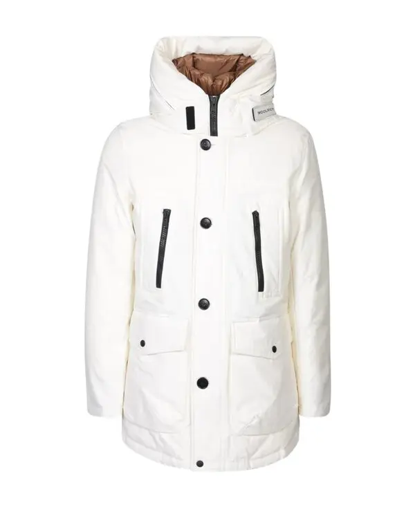 Woolrich Logo Printed Hooded Down Jacket