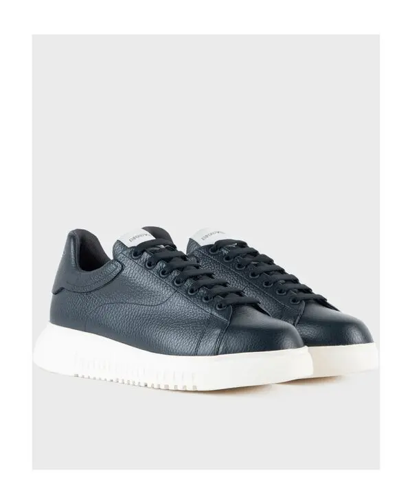 Emporio Armani Leather Tie Low-top Sneakers