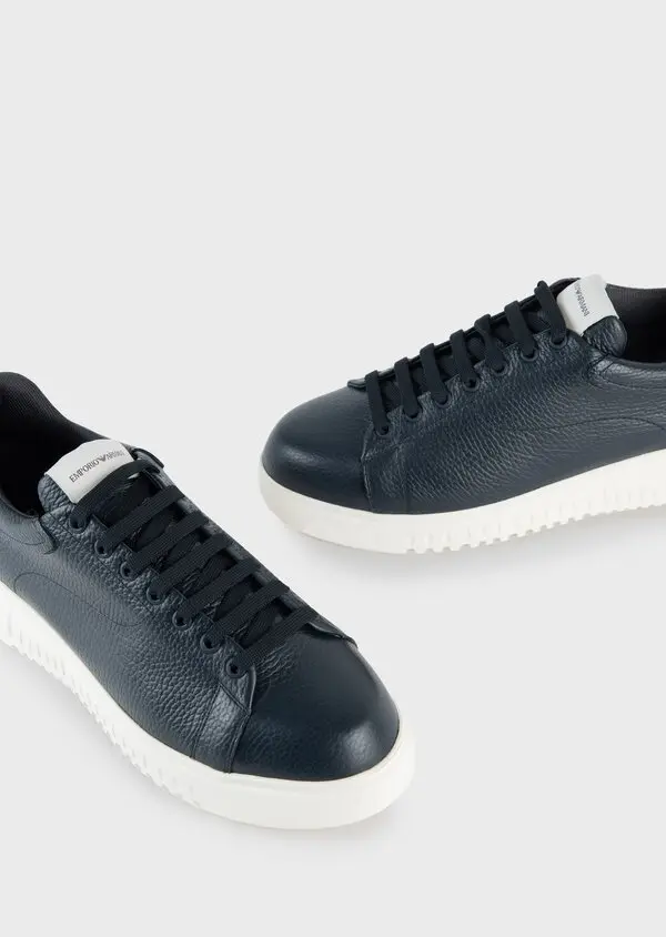 Emporio Armani Leather Tie Low-top Sneakers