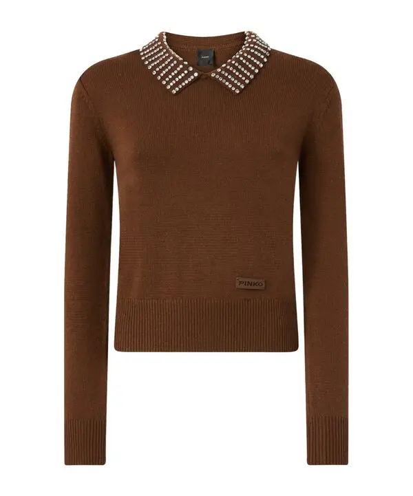 Pinko Embellished Collar Knitted Jumper