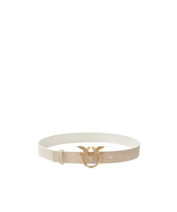 Pinko Double-face Love Birds Buckled Belt - Nude